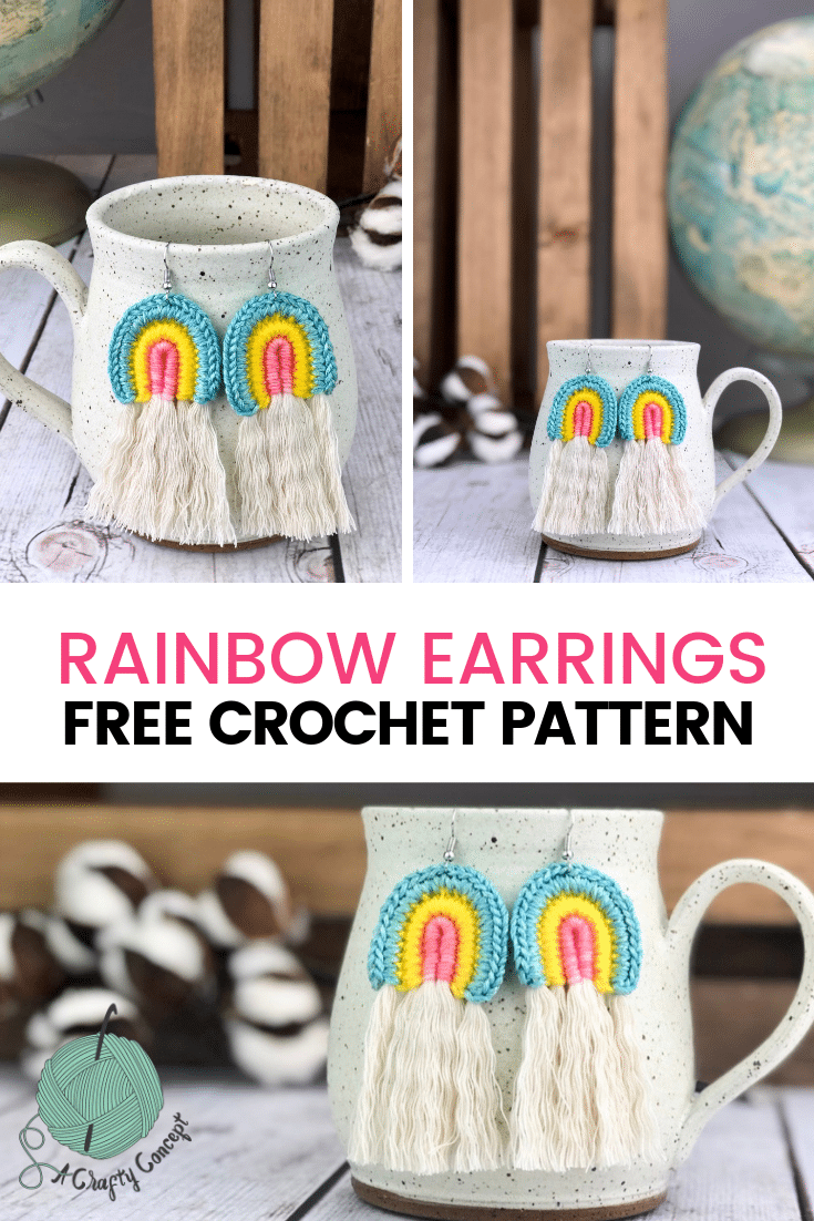 How To Make Colorful Crochet Rainbow Earrings- Free Pattern