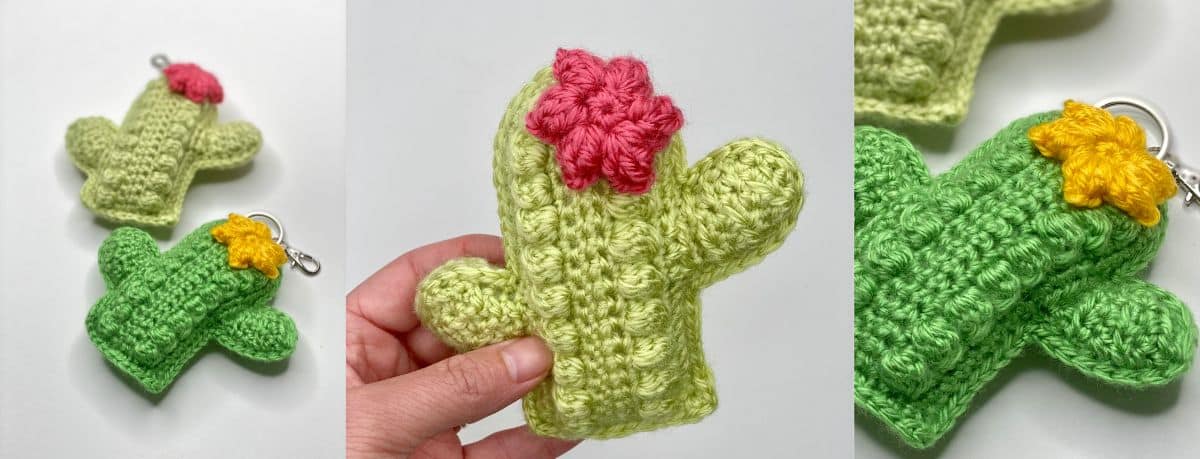 How to Crochet Mini Cactus Keychain- Free Crochet Pattern - A Crafty ...